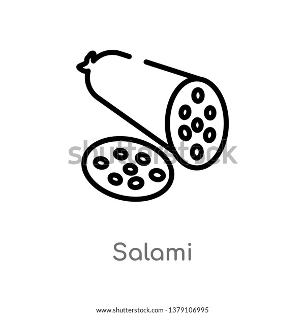 Outline Salami Vector Icon Isolated Black Stock Vector (Royalty Free ...