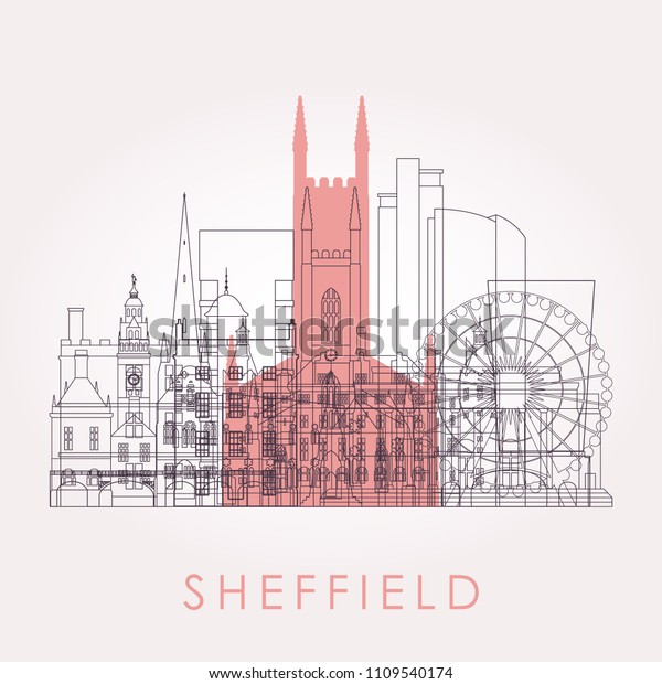 Outline Sheffield Skyline Landmarks Vector Illustration Stock Vector ...