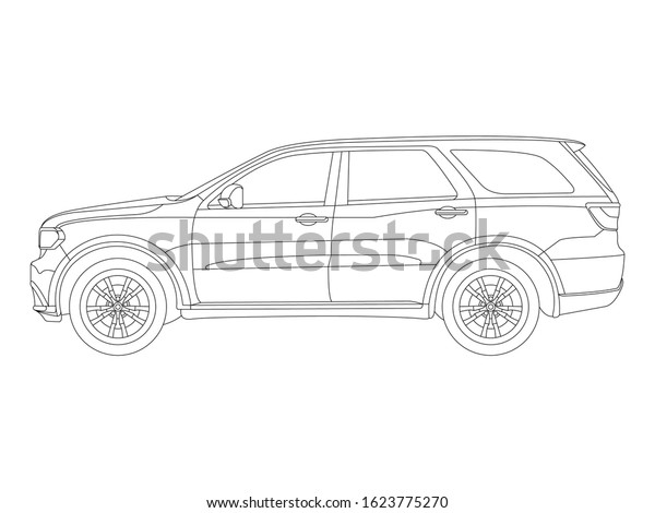Outline Side View Drawing Suv Car Stock Vector (Royalty Free) 1623775270