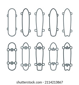 Outline Skateboards Set Vector Illustration Stock Vector (Royalty Free ...