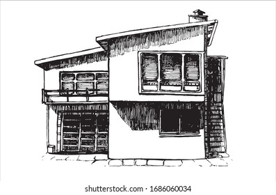 Outline Sketch Building Vector Illustration 库存矢量图（免版税）1686060034 ...