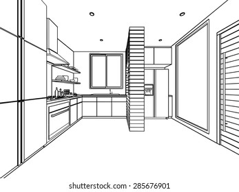 Graphic Sketch Hall House Entrance Door 库存矢量图（免版税）1300302379 | Shutterstock