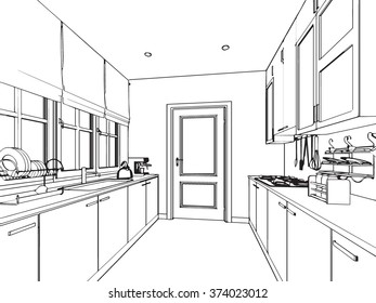 4,161 Kitchen line drawing blueprint Images, Stock Photos & Vectors ...