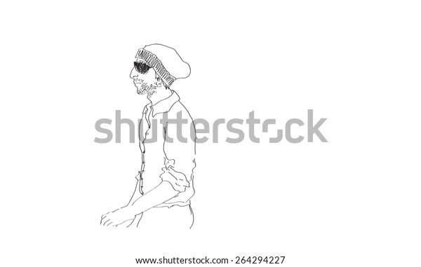 Outline Sketch Guy Stock Vector (Royalty Free) 264294227