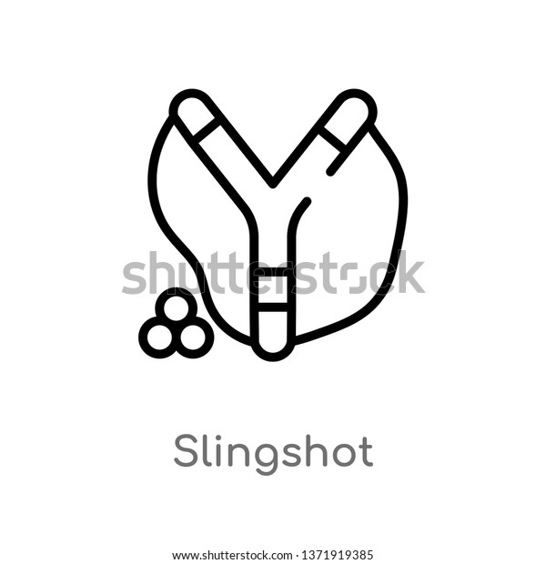 Outline Slingshot Vector Icon Isolated Black Stock Vector (Royalty Free ...
