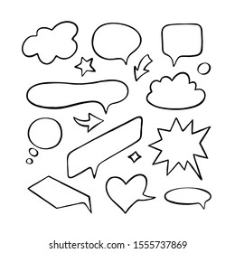 Outline Speech Bubbles Set Hand Drawn Stock Vector (Royalty Free ...