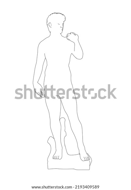 Outline Statue David Black Lines Isolated Stock Vector (Royalty Free ...
