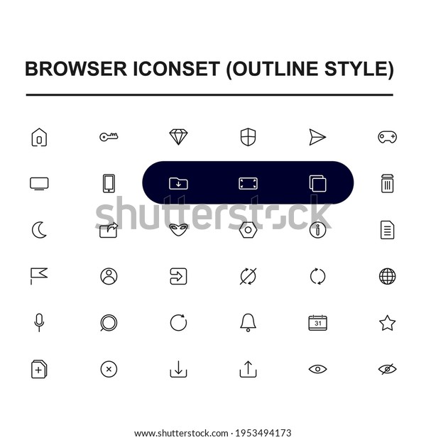 Outline Style Icons Browser Apps Your Stock Vector (Royalty Free ...