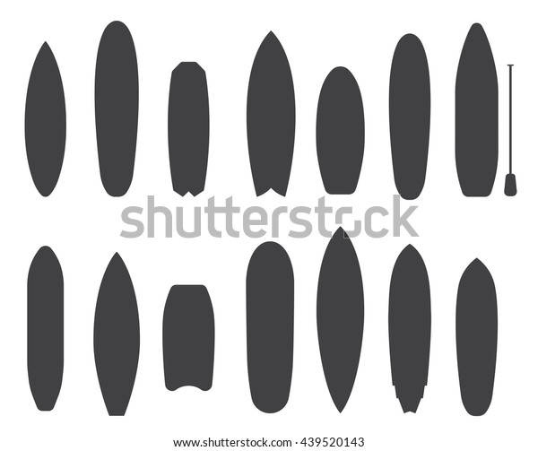 Outline Surfboard Collection Flat Design Vector Stock Vector (Royalty ...