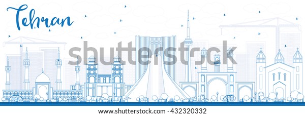 Outline Tehran Skyline Blue Landmarks Vector Stock Vector (Royalty Free ...