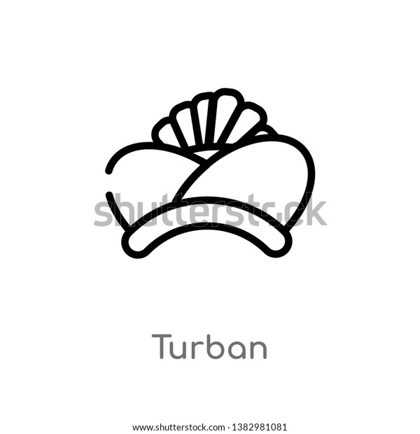 Outline Turban Vector Icon Isolated Black Stock Vector (Royalty Free ...