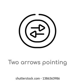 Outline Two Arrows Pointing Right Left: vector de stock (libre de ...