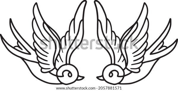 Outline Vector Depicting Two Twin Birds Stock Vector (Royalty Free ...