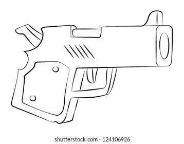 Outline Vector Gun On White Background Stock Vector (Royalty Free ...