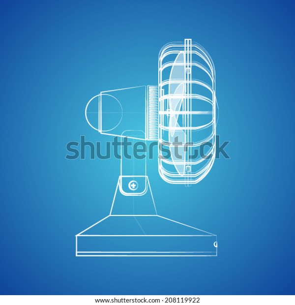 Outline Vector Illustration Fan Side View Stock Vector (Royalty Free ...