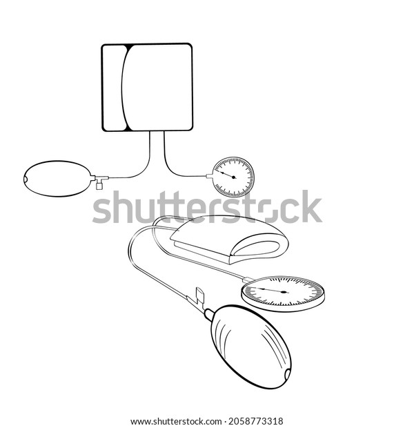 Outline Vector Illustration Two Bloodpressure Cuffs Stock Vector ...
