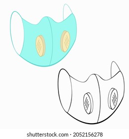 Outline Vector Illustration Two Face Masks Stock Vector (Royalty Free ...