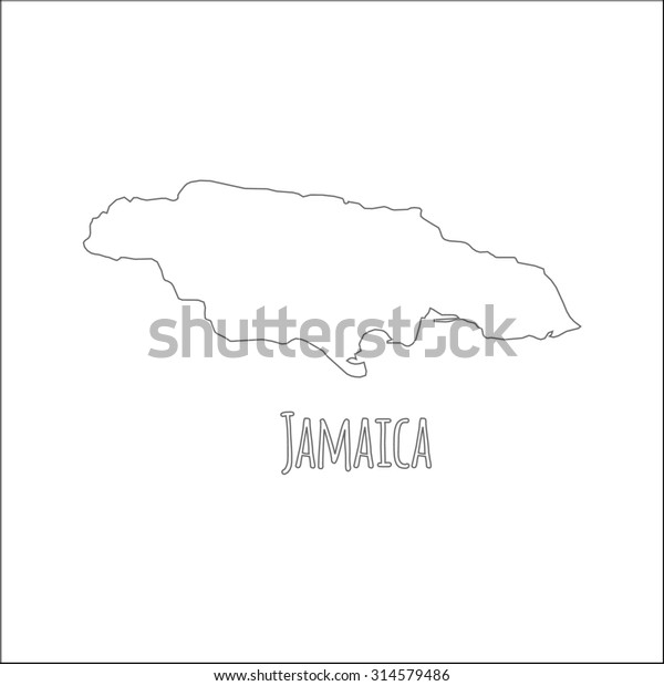 Outline Vector Map Jamaica Simple Jamaica: เวกเตอร์สต็อก (ปลอดค่า ...