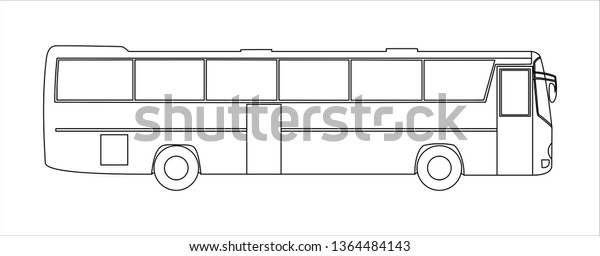 Outline Vector Tourist Bus Side View Stock Vector (Royalty Free ...