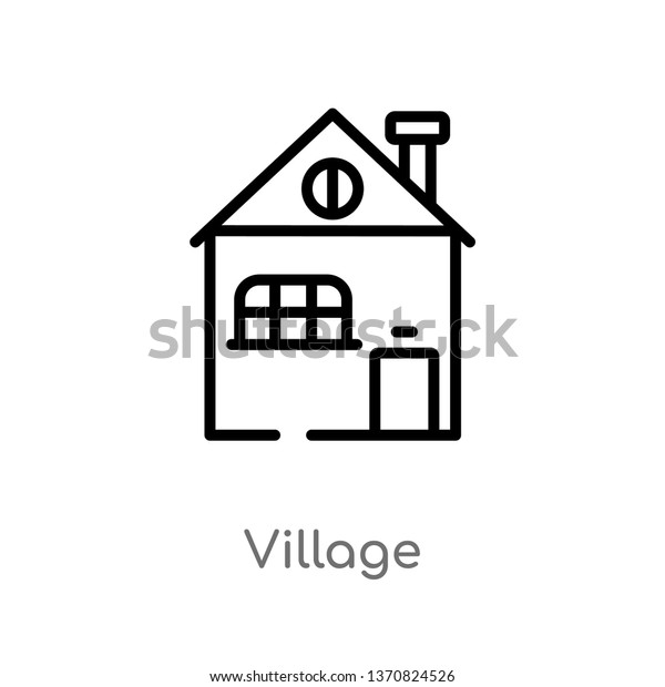 Outline Village Vector Icon Isolated Black Stock Vector (Royalty Free ...