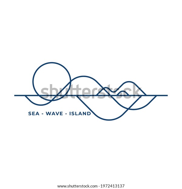 Vektor Stok Outline Wave Island Logo Vector (Tanpa Royalti) 1972413137 ...