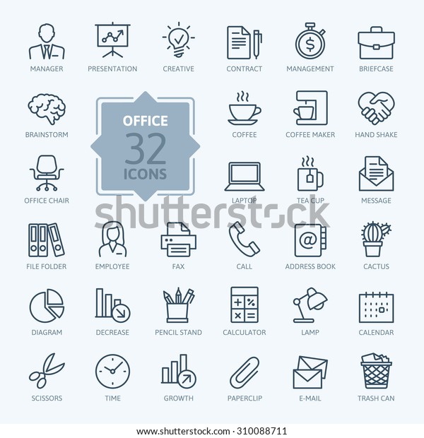 Outline Web Icon Set Office Stock Vector (Royalty Free) 310088711