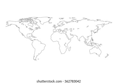 Outline World Map Vector Illustration Stock Vector (Royalty Free) 362783042