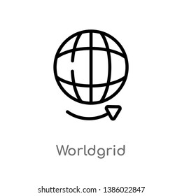 Outline Worldgrid Vector Icon Isolated Black Stock Vector (Royalty Free ...