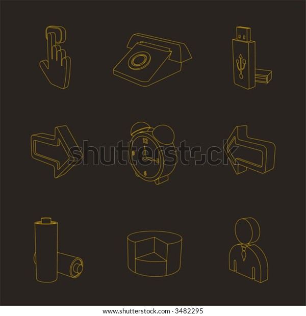 Outline Yellow 3d Icon Set 03 Stock Vector (Royalty Free) 3482295 ...