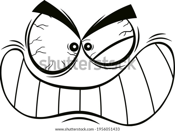 Outlined Aggressive Cartoon Funny Face Angry Stock Vector (Royalty Free ...
