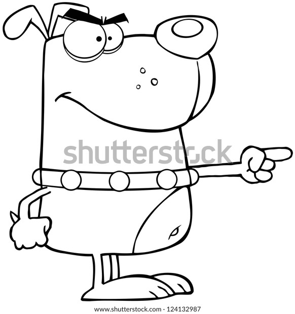 Outlined Angry Dog Finger Pointing Stock Vector (Royalty Free ...