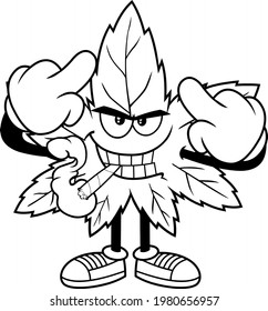 Outlined Angry Marijuana Leaf Cartoon Character Stock Vector (Royalty ...