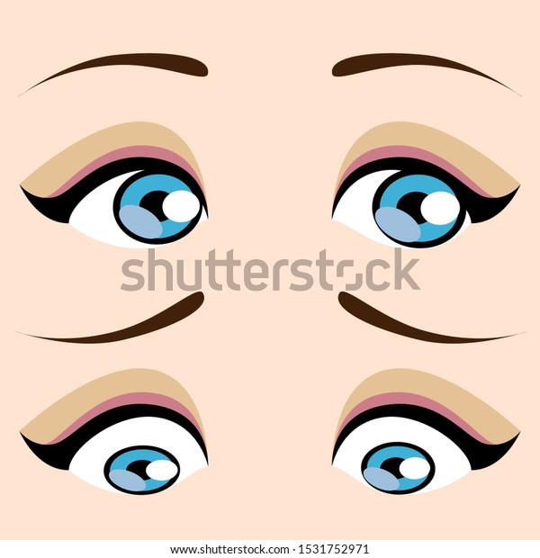Outlined Cartoon Eyes Set Vector Stock Vector (Royalty Free) 1531752971 ...