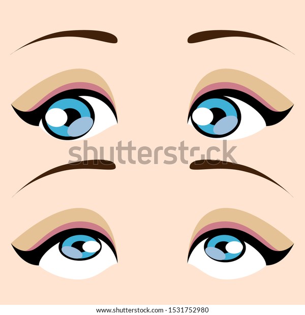 Outlined Cartoon Eyes Set Vector Stock Vector (Royalty Free) 1531752980 ...