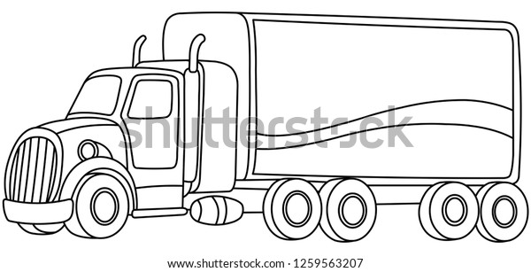 Outlined Cartoon Truck Vector Line Art Stock Vector (Royalty Free ...