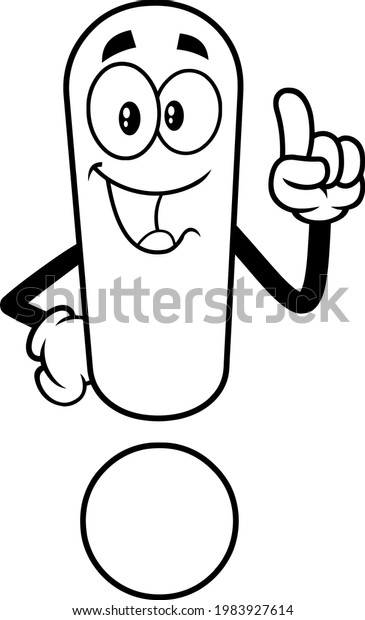 Outlined Cute Exclamation Mark Cartoon Character: стоковая векторная ...