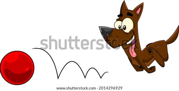 Outlined Dog Cartoon Character Chasing Ball Stock Vector (Royalty Free ...