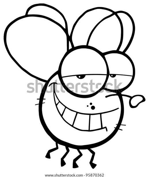 Outlined Fly Cartoon Charactervector Illustration Stock Vector (Royalty ...