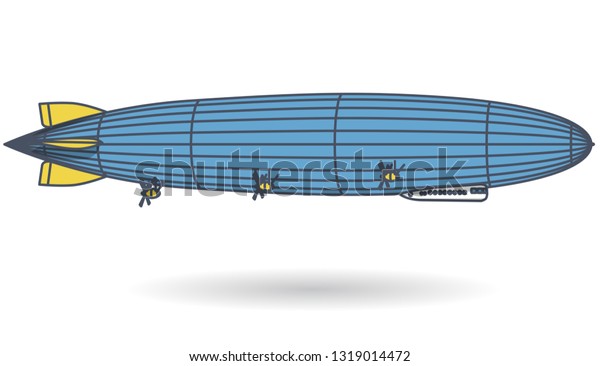 「Outlined Huge Zeppelin Airship Filled Hydrogen」のベクター画像素材（ロイヤリティフリー ...