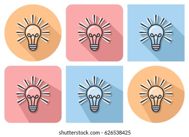 Outlined Icon Lamp Radiating Light Parallel Stock Vector (Royalty Free ...