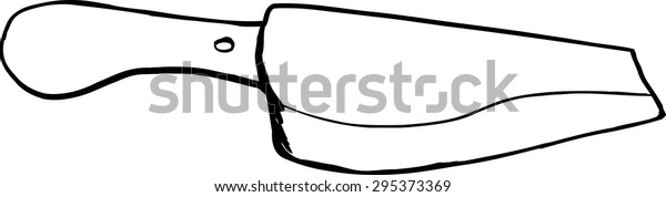 Outlined Meat Cleaver Knife Over White Stock Vector (Royalty Free ...