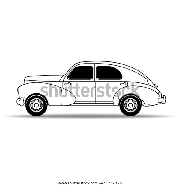 Outlined Old Classic Car 1950vector Drawing Stock Vector (Royalty Free ...