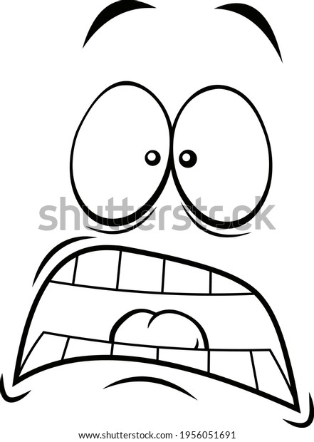 Outlined Scared Cartoon Funny Face Panic Stock Vector (Royalty Free ...