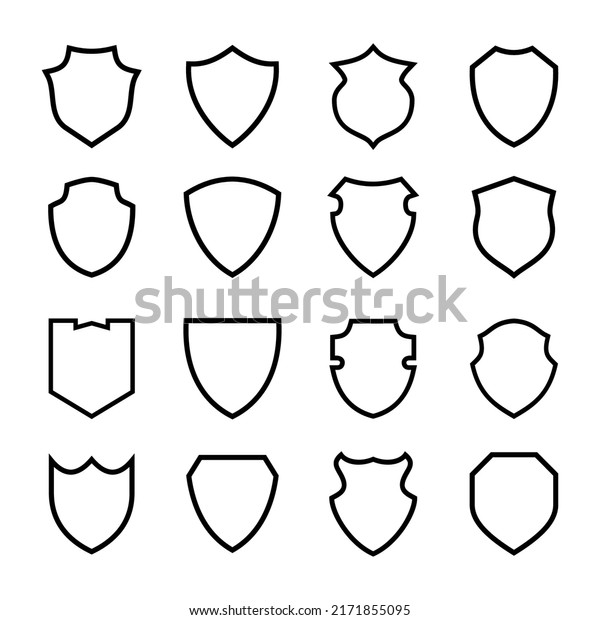 Outlined Shield Icons Isolated On White Stock Vector (Royalty Free ...