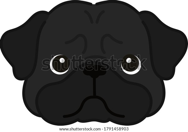 Outlined Simple Cute Black Pug Face Stock Vector (Royalty Free ...