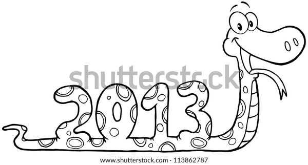 Outlined Snake Cartoon Character Showing Numbers Stock Vector (Royalty ...
