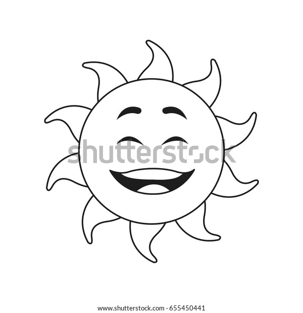 Outlined Sunny Face Smiling Character Icon Stock Vector (Royalty Free ...