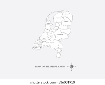 Outlines Map Netherlands On Gray Background Stock Vector (Royalty Free ...