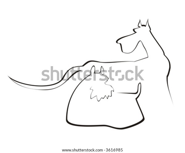 Outlines Two Dogs Picture Isolated On Stock Vector (Royalty Free) 3616985
