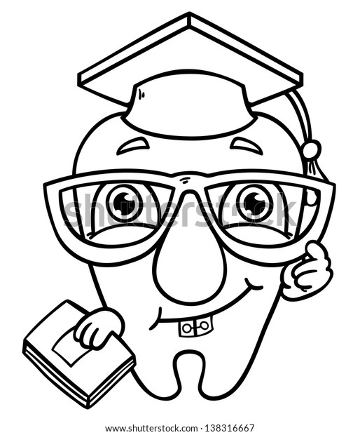 Outlines Wisdom Tooth Illustration Funny Wisdom Stock Vector (Royalty ...